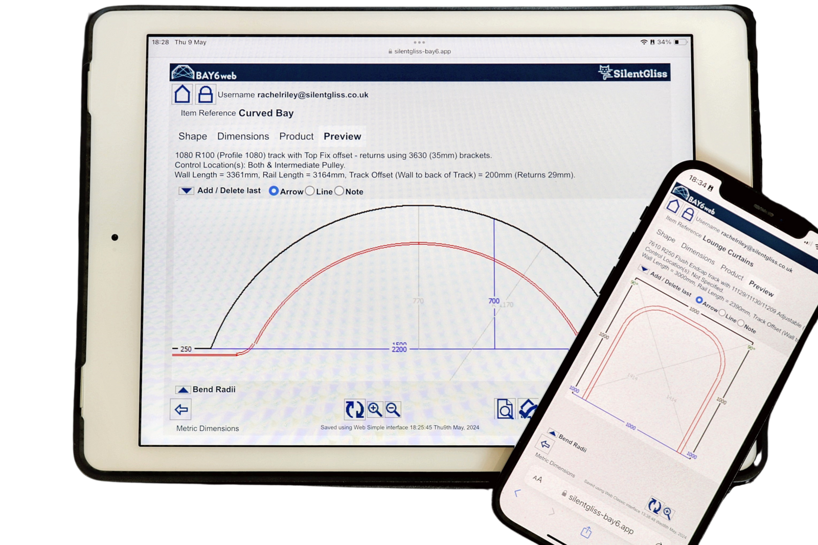 Bay6Web: Effortlessly create bent curtain track and pole drawings