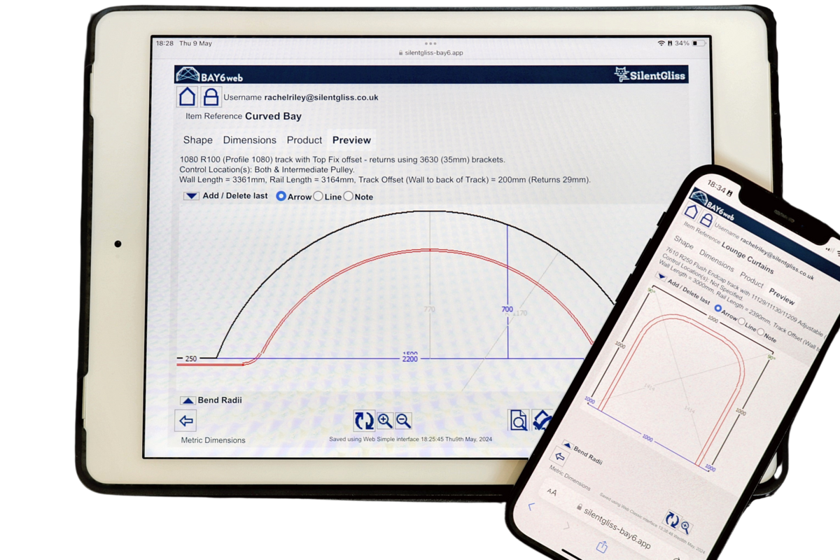 Bay6Web: Effortlessly create bent curtain track and pole drawings